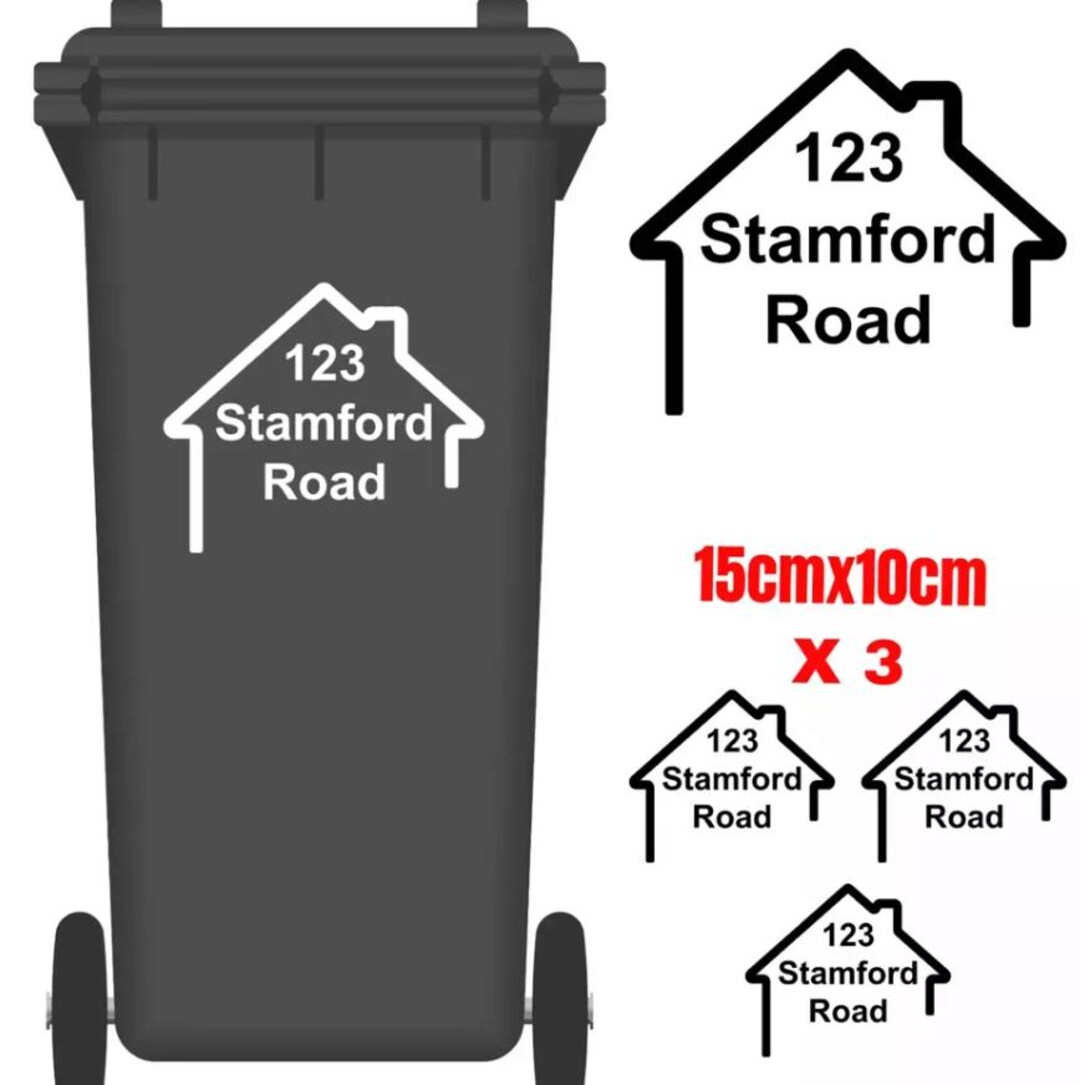 Wheelie Bin House Number Stickers Customize Stickers for Bin Waste ...