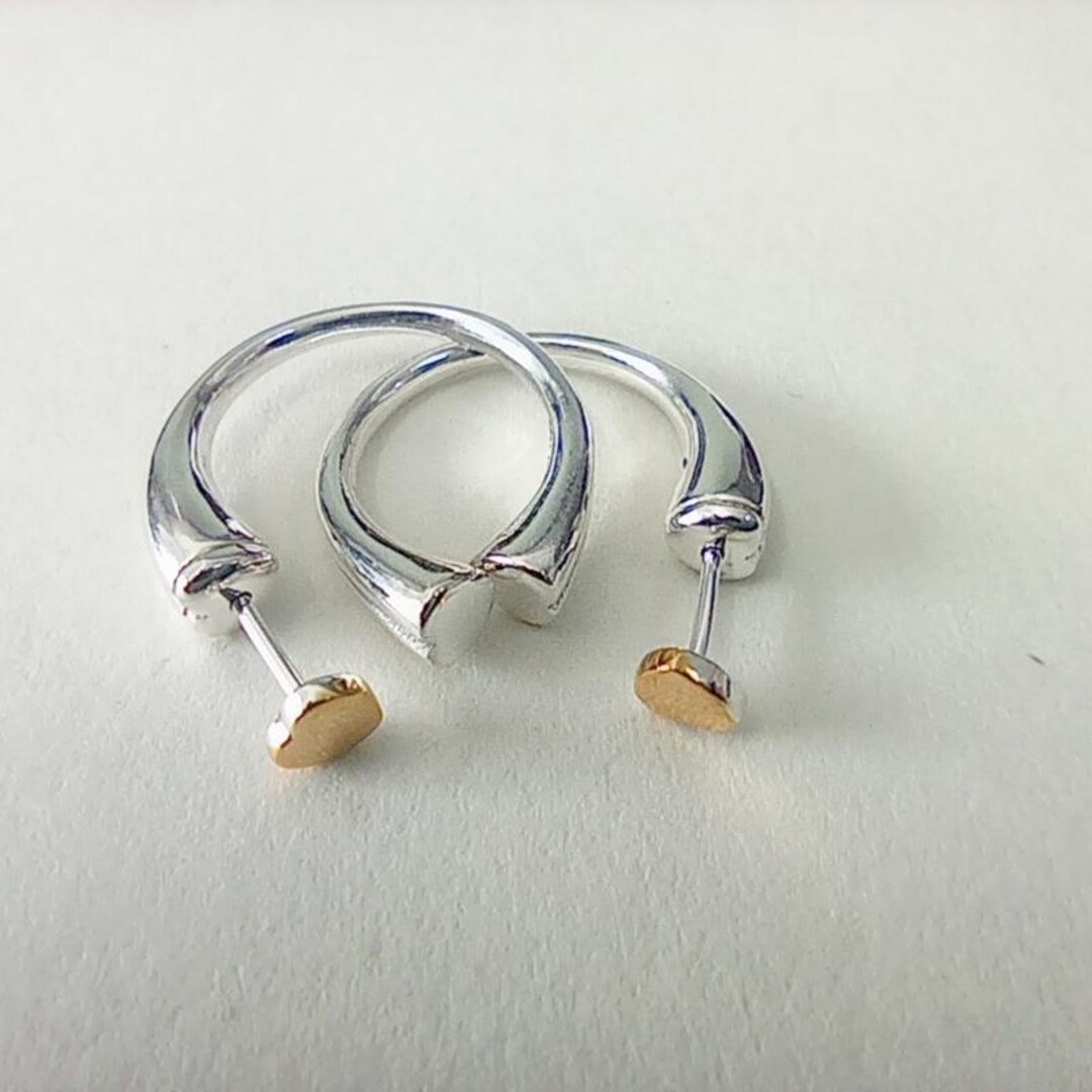 Pandora Gold & Sterling Silver Two Hearts Hoops Earrings - Etsy