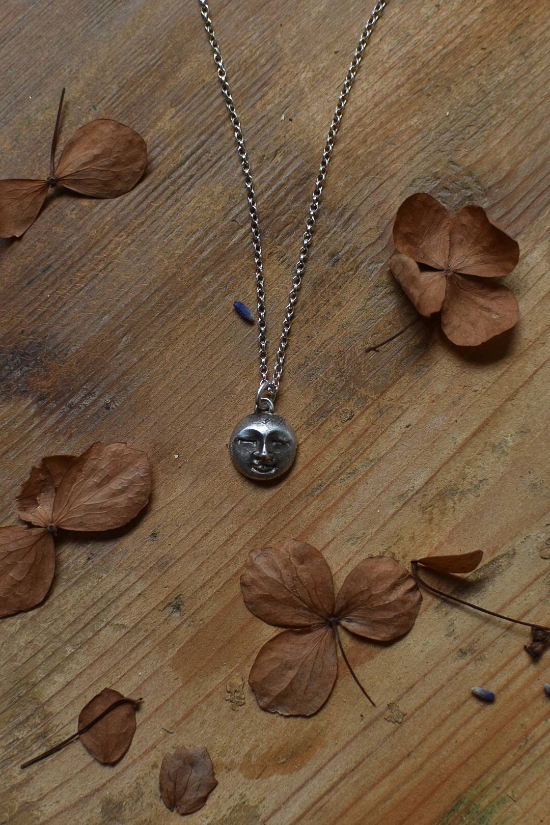 Full moon necklace Sterling Silver moon necklace dainty moon | Etsy