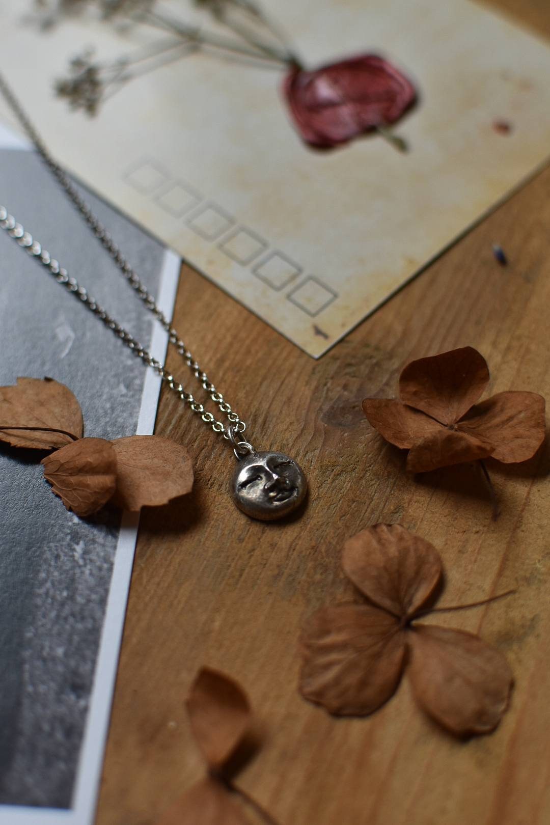 Full moon necklace Sterling Silver moon necklace dainty moon | Etsy