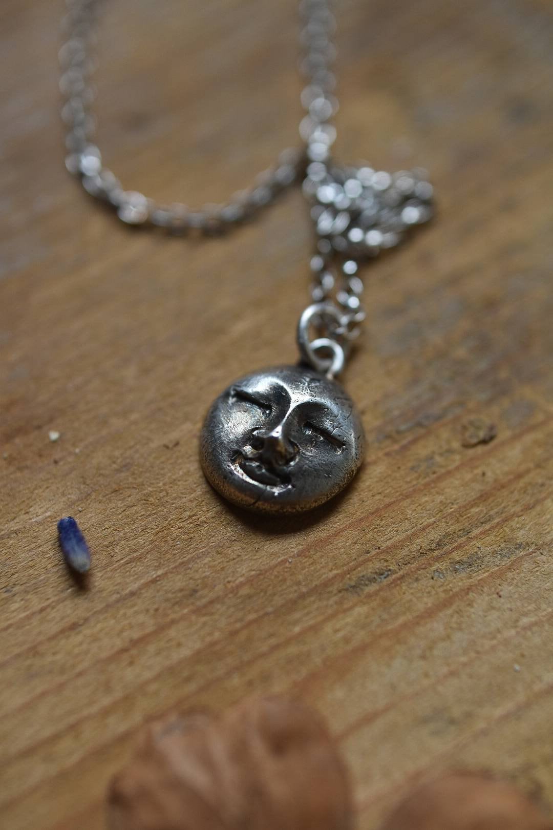 Full moon necklace Sterling Silver moon necklace dainty moon | Etsy
