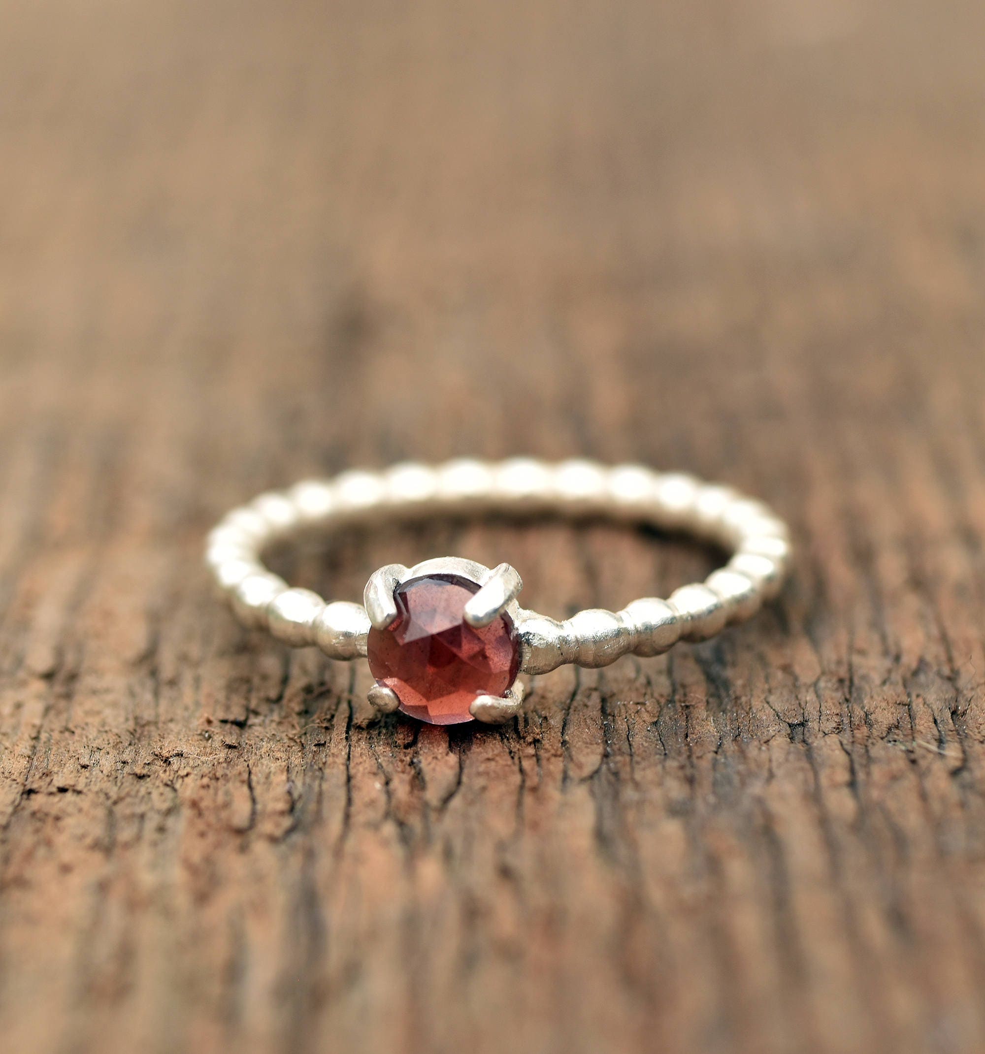 January Birthstone Ring - Garnet Ring - Second Anniversary Ring - Gift ...