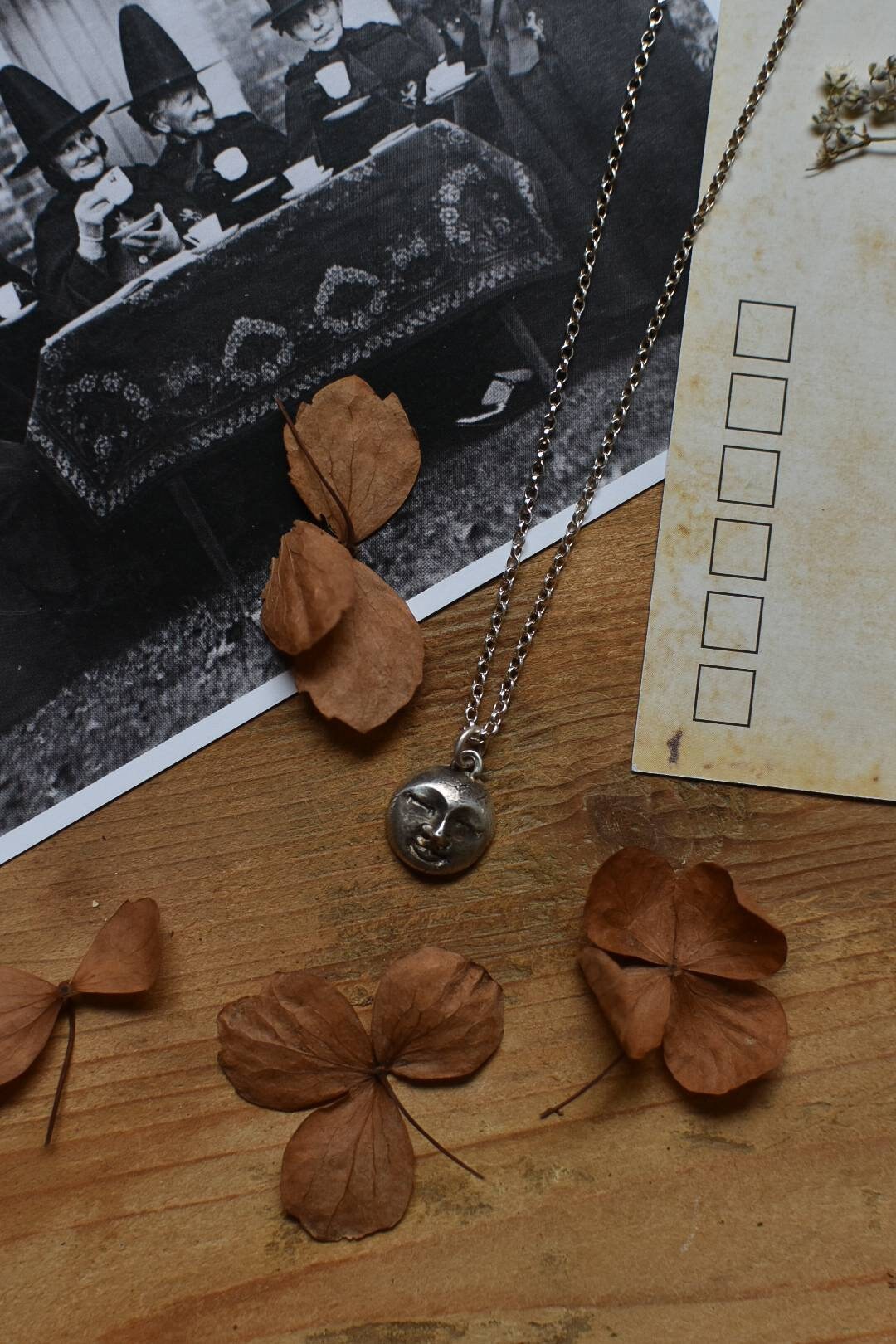 Full moon necklace Sterling Silver moon necklace dainty moon | Etsy