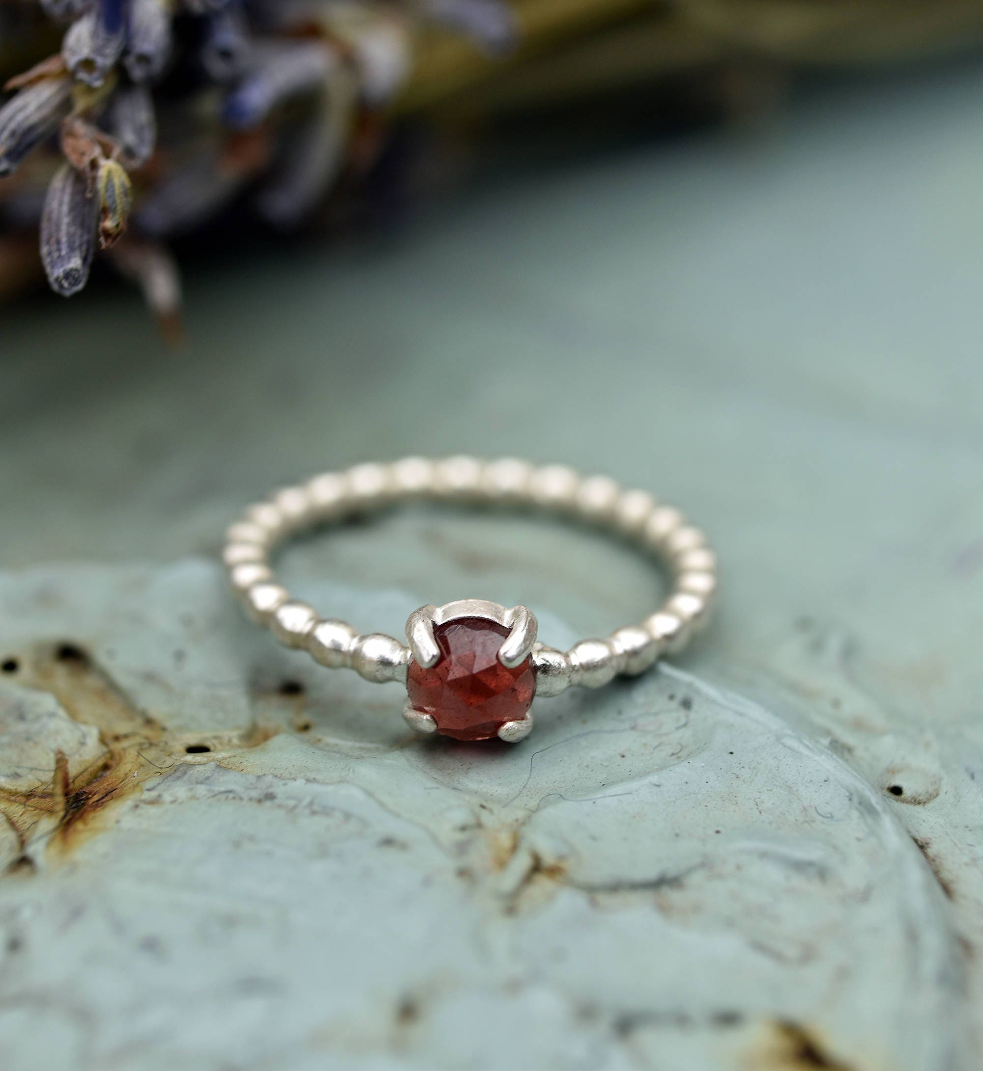 January Birthstone Ring - Garnet Ring - Second Anniversary Ring - Gift ...