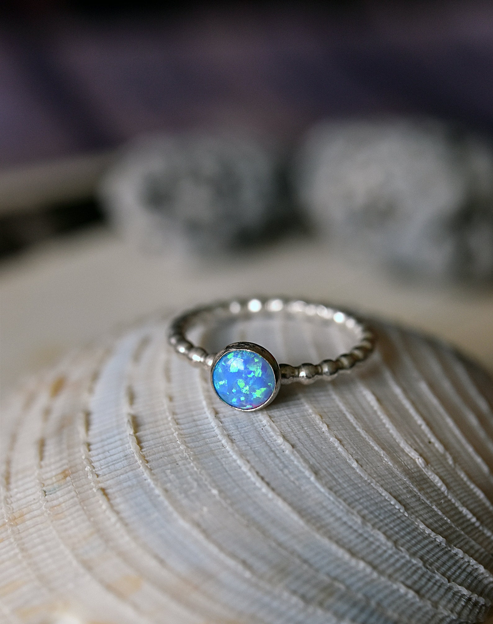 Stacking silver blue opal ring Mermaid ring Unicorn ring | Etsy