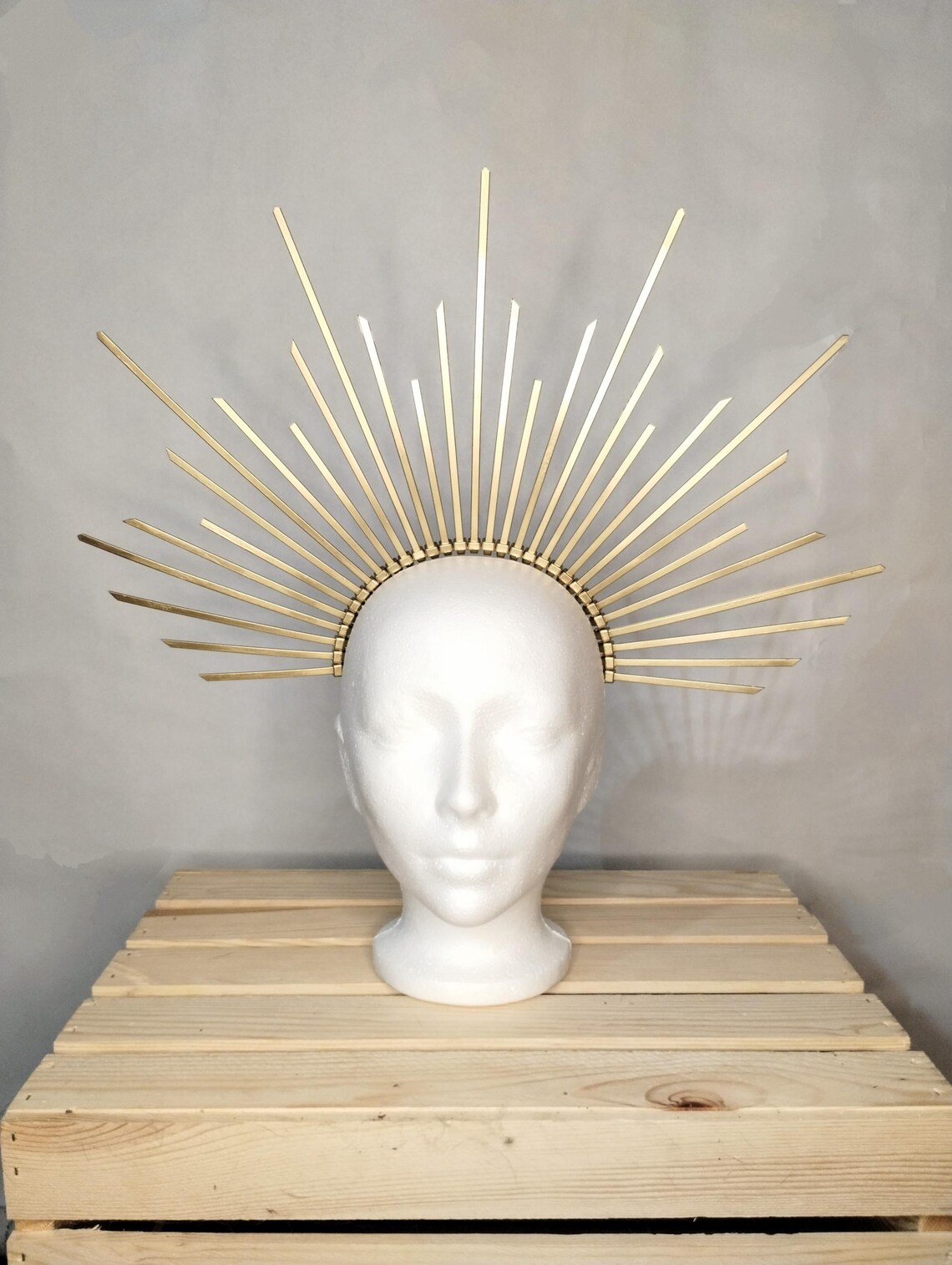 SUN BEAM HALO Gold Halo Crown, Gold Crown, Halloween Halo, Wedding ...