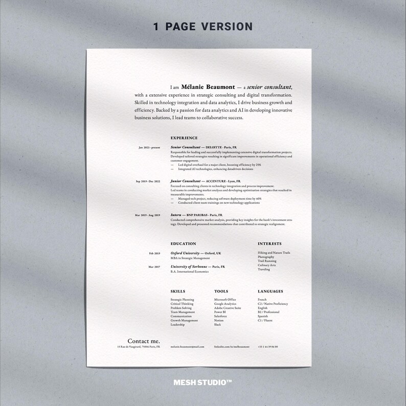 Modern Resume Template With Cover Letter 1 and 2-page Editable CV ...