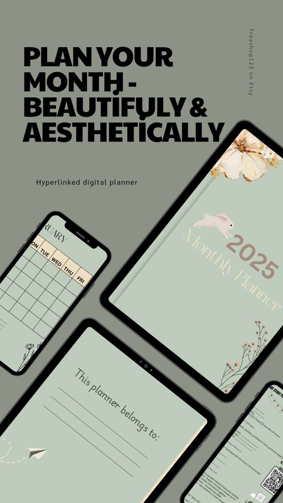 2025 Monthly Digital Planner: Exam Study Guide (goodnotes Compatible ...