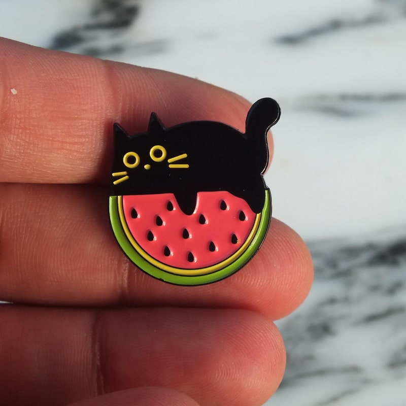 Black Cat Enamel Pin - Etsy