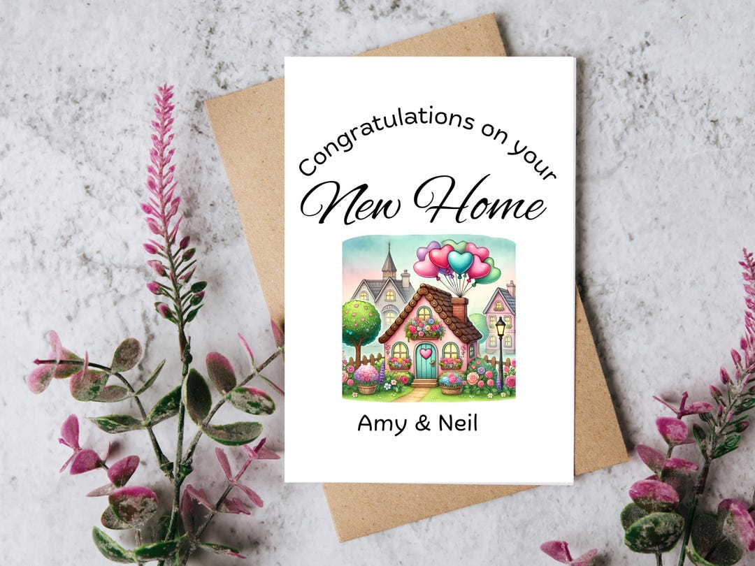 Moving Home Card Custom With Balloons Your First House Congratulations ...