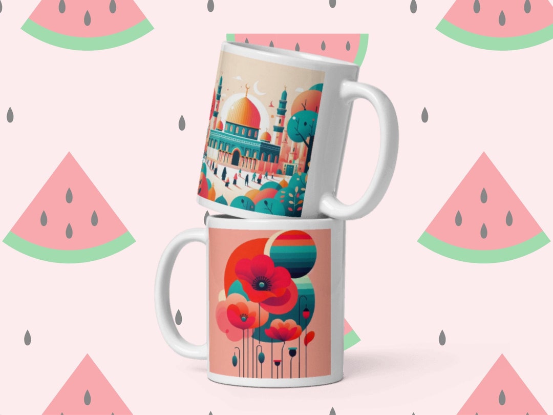 Palestine Poppy Palestinian Symbol Palestine Watermelon Ceramic Coffee ...