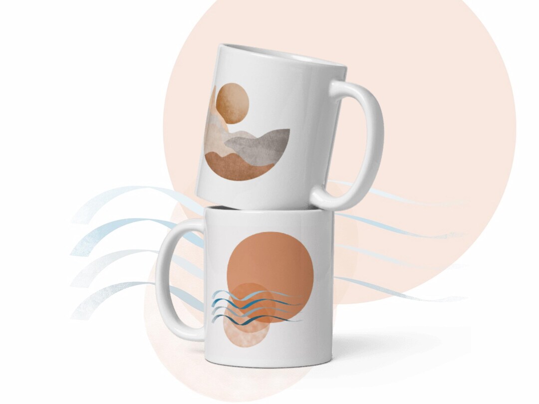 Modern Minimalist Boho Abstract Art Coffee Mug Multicolor Coffee Mugs ...