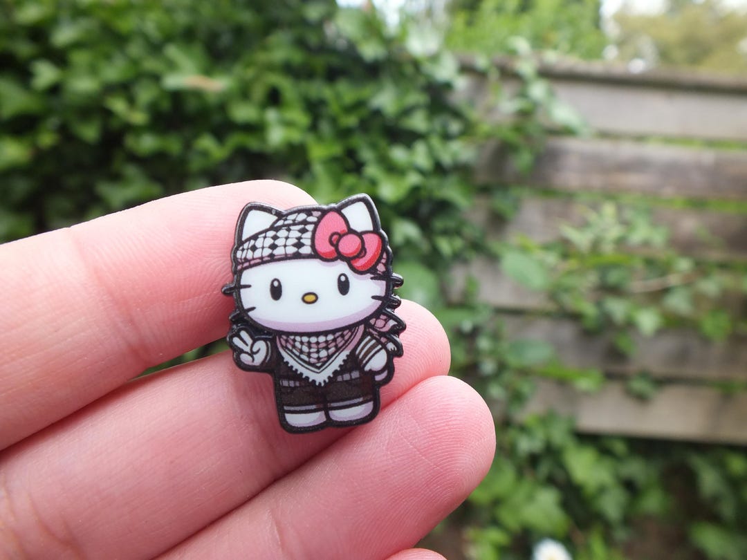 Hello Kitty Keffiyeh Enamel Pin – Pro Palestine Cat Badge – Profits ...