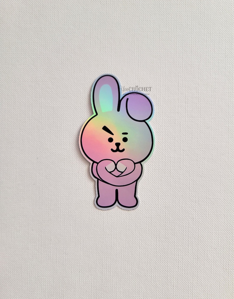 BT21 Cooky jungkook New Hand Heart Holographic Vinyl Sticker - Etsy