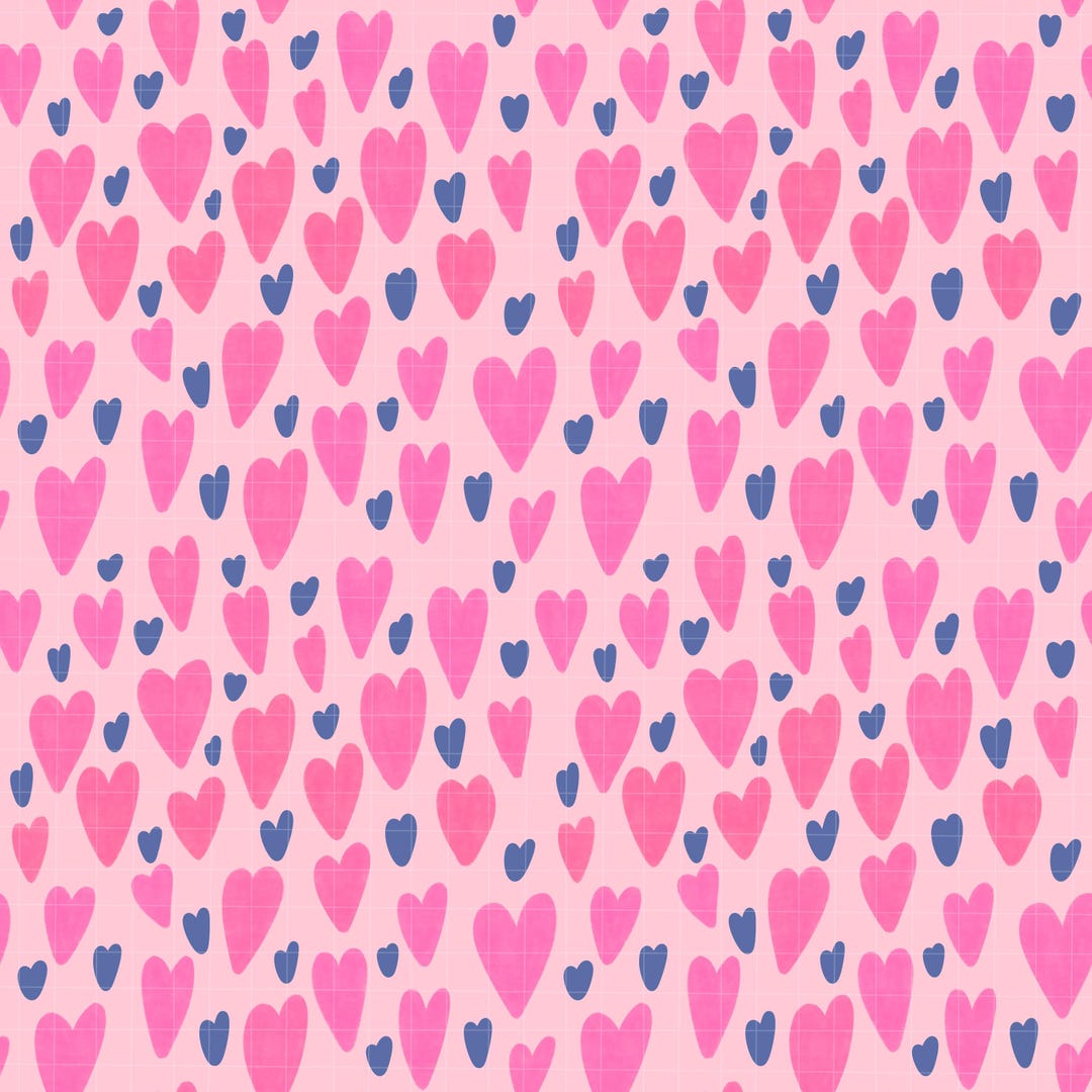 Pink Heart Seamless Repeat Pattern, PNG File Instant Download, Kids ...