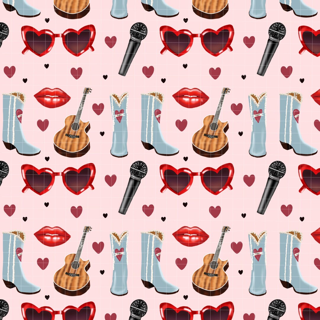 Taylor Swift Seamless Pattern Design File, Girly Swiftie Pattern ...