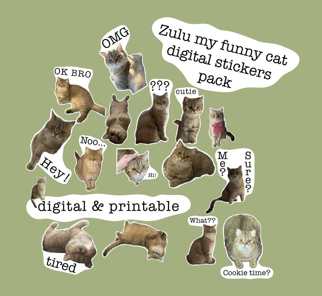 Zulu, My Funny Cat Stickers Pack Instant Download Digital and Printable ...