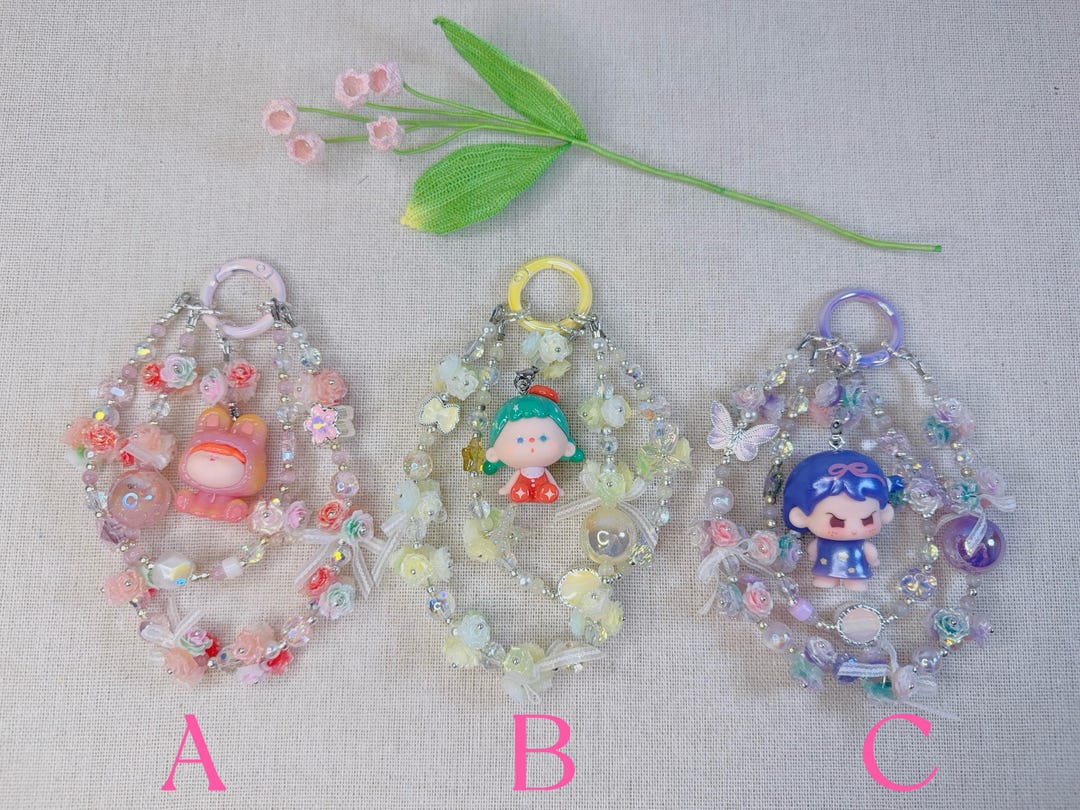 Double Loop Phone Charm,beaded Chain With IP Characters, - Etsy
