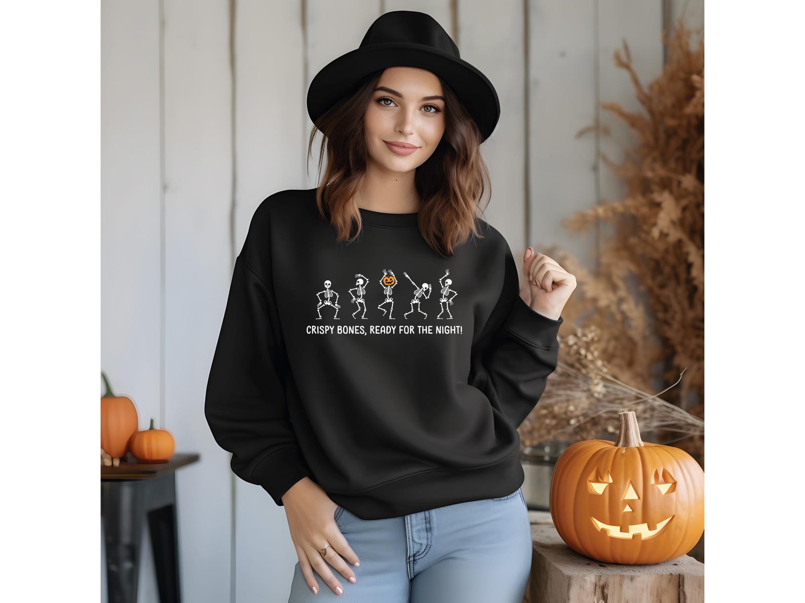 Dancing Skeleton Shirt, Crispy Bones Skeleton, Halloween Pumpkin Head ...