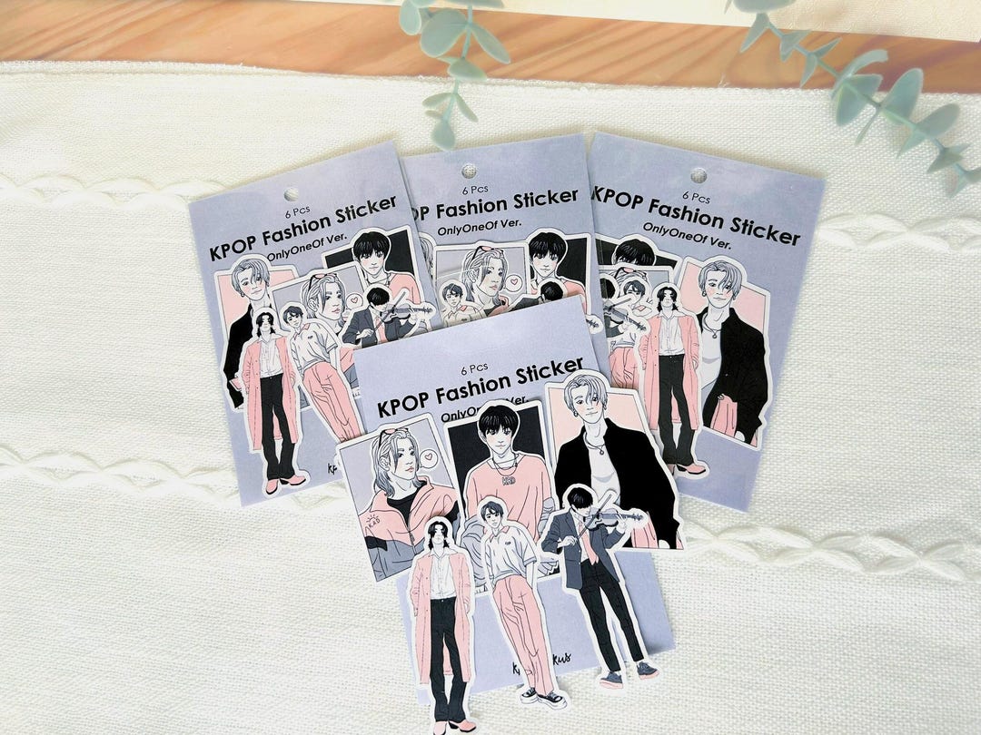 Onlyoneof Fashion Sticker Pack – 6 KPOP Member Stickers in Black, White ...