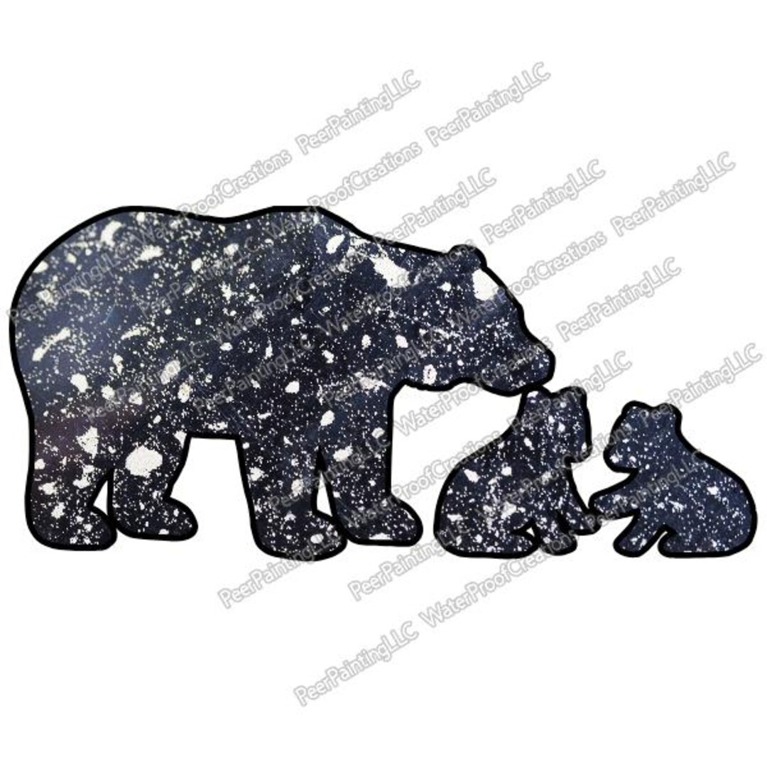 Michigan Bear and Her Cubs. Black and White. Bear Shaped Waterproof ...