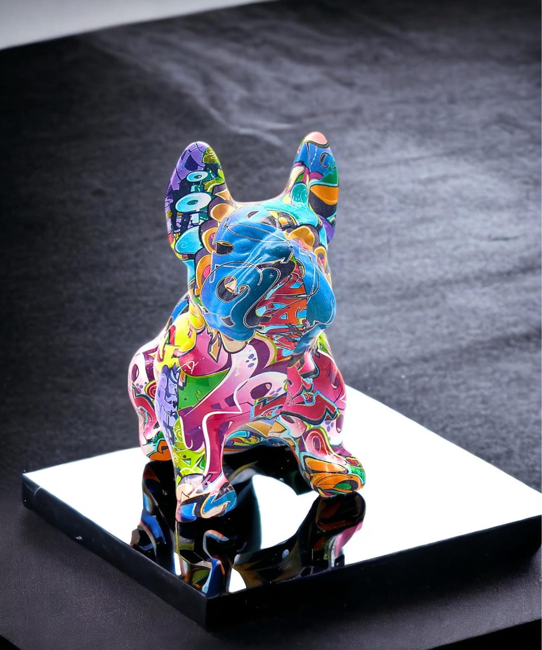Graffiti Design Ceramic French Bulldog Money Box Figurine Rustic Home ...