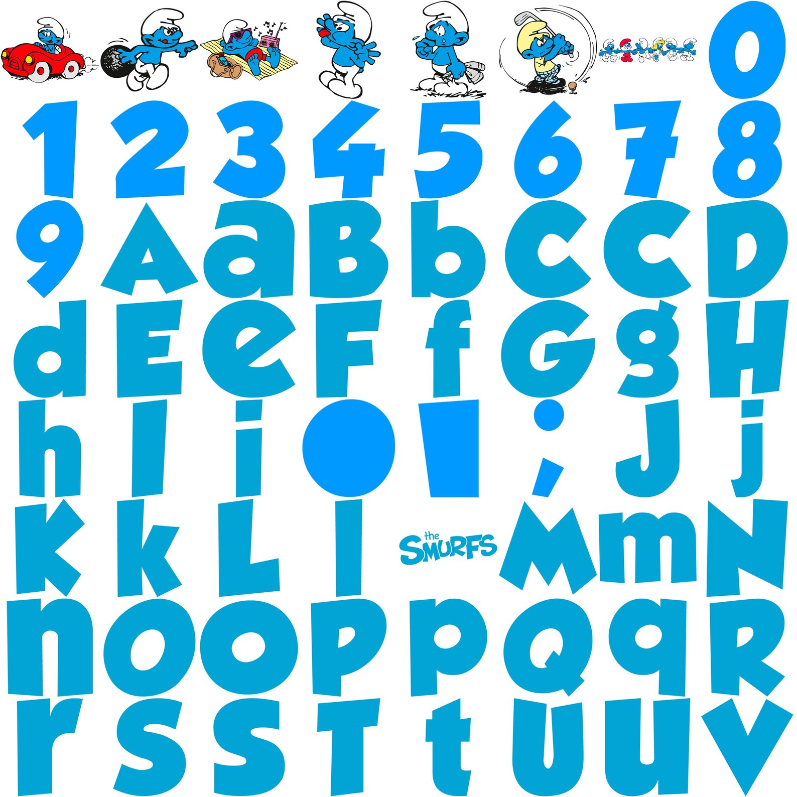 Smurfs Svg Bundle, Smurfs Png, Clipart Files, Smurfs Font, Smurfs ...