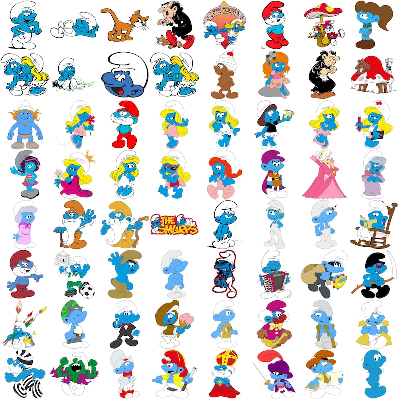 Smurfs Svg Bundle, Smurfs Png, Clipart Files, Smurfs Font, Smurfs ...