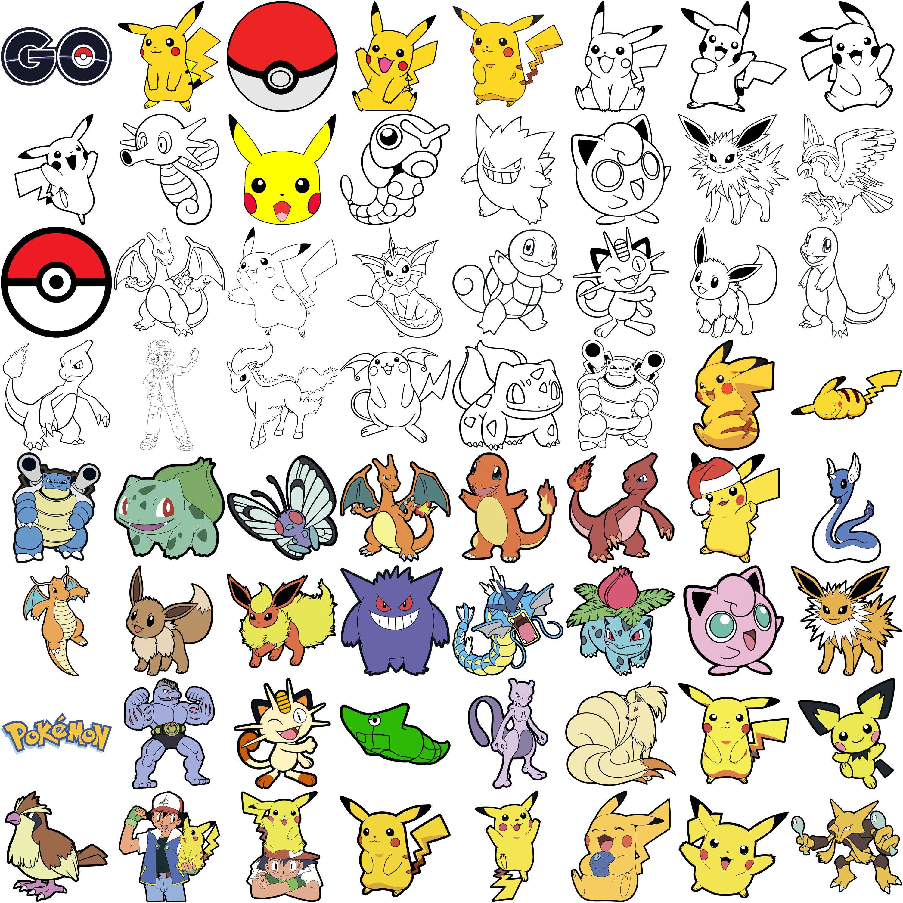 Pokemon SVG Bundle Mega, Pokemon Font Svg, Digital Download Pikachu Svg ...