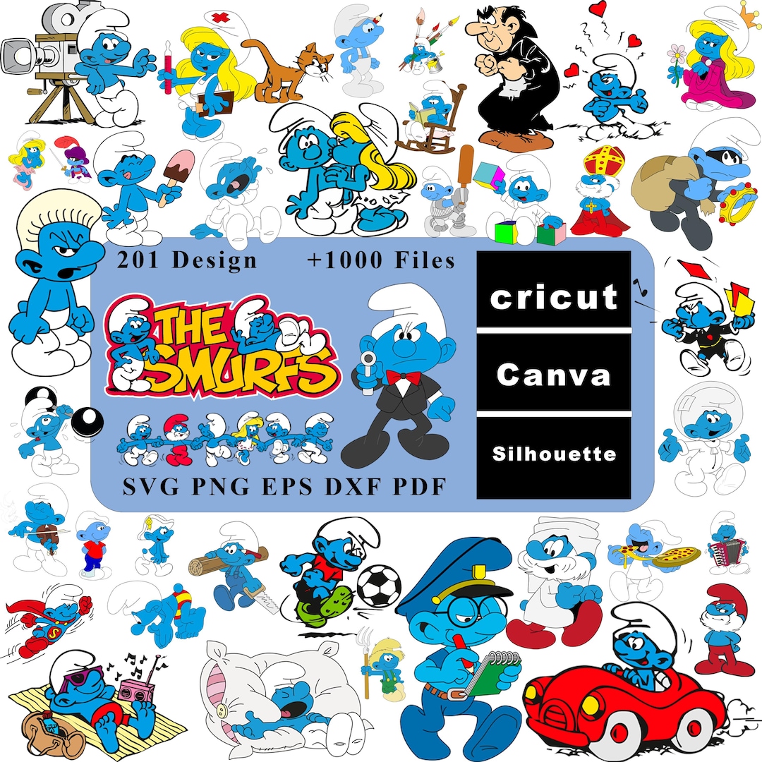 Smurfs Svg Bundle, Smurfs Png, Clipart Files, Smurfs Font, Smurfs ...