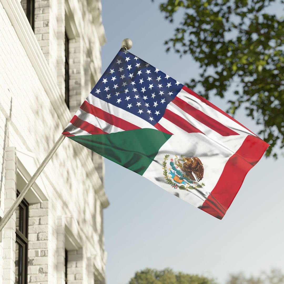 Half America Half Mexico Flag 90 X 150cm - USA Mexico Split Flag - Friendship Country Flag for ...