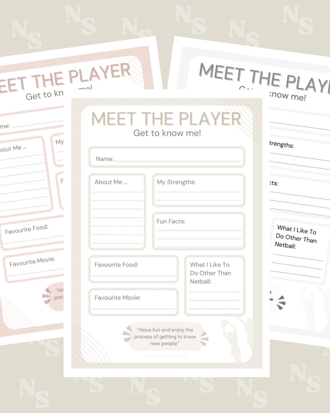 Meet the Player Netball Template – Printable Get-to-know-you Worksheet ...