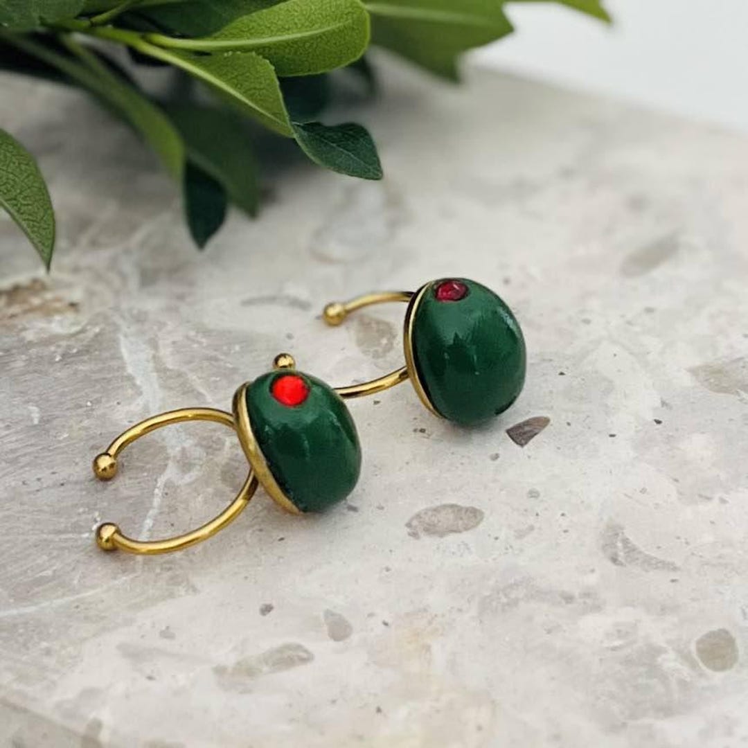 Olive Ring, Martini Olive, Costume Jewelry, Gift, Gift for Her, Polymer Clay, Jewellery, Kawaii ...