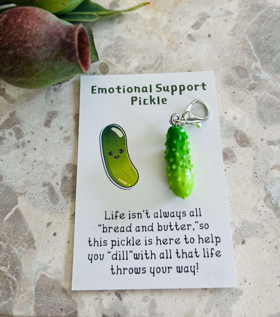 Anxiety, Emotional Support Pickle, Comfort, Keepsake, Keyring, Gift ...