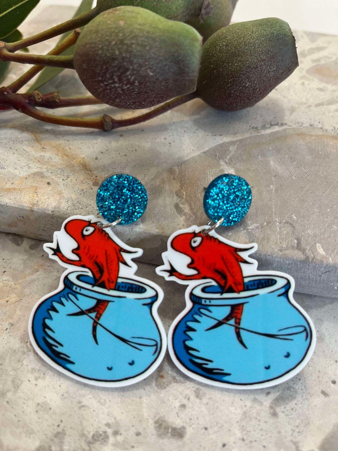 Gold Fish Earrings, Fish Earrings, Resin Earrings, Dangle Earrings ...