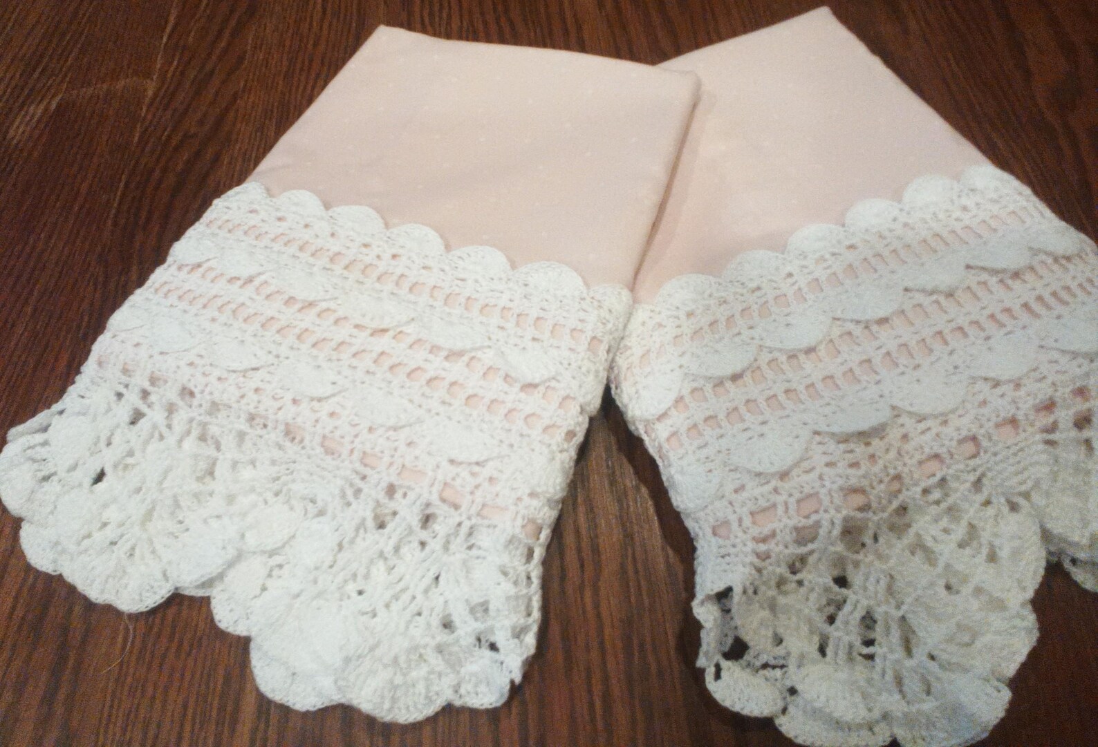 Pillowcases, Pretty in Pink, Handmade Crocheted Lace - Etsy