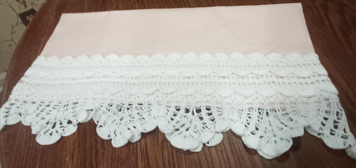Pillowcases, Pretty in Pink, Handmade Crocheted Lace - Etsy
