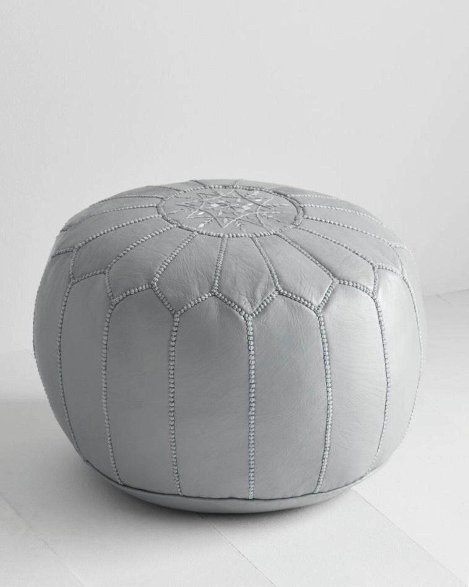 Moroccan Leather Pouf, Bohemian Ottoman Footstool, Ethnic Berber Round ...