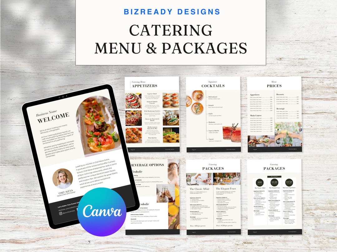 Catering Menu Price Guide Template Canva, Editable Event Catering ...