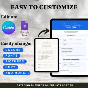 Catering Client Intake Form, Client Questionnaire Catering, Catering ...