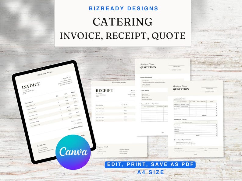 Catering Business Invoice, Receipt & Quotation Templates | Catering ...
