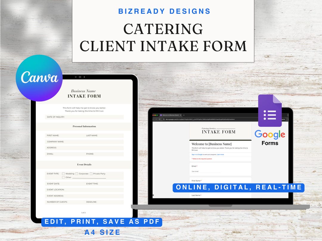 Catering Client Intake Form, Client Questionnaire Catering, Catering ...