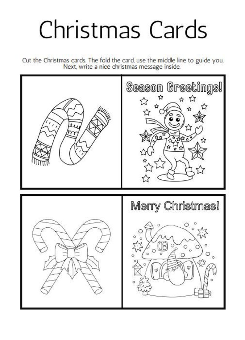 Printable and Colouring Christmas Cards for Children - Etsy