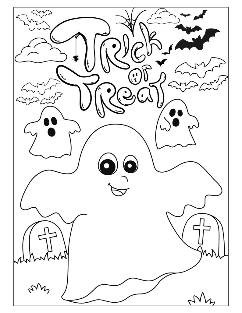 Halloween Coloring Pages: Spooky Fun for Kids (printable) - Etsy