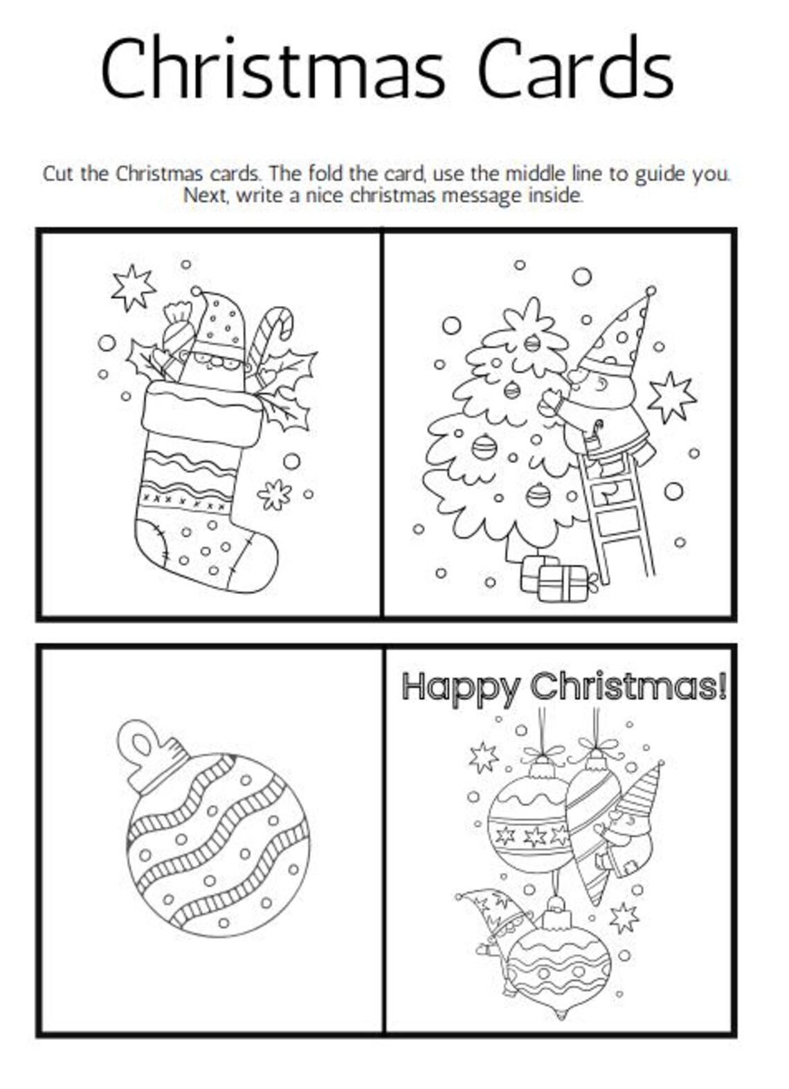 Printable and Colouring Christmas Cards for Children - Etsy