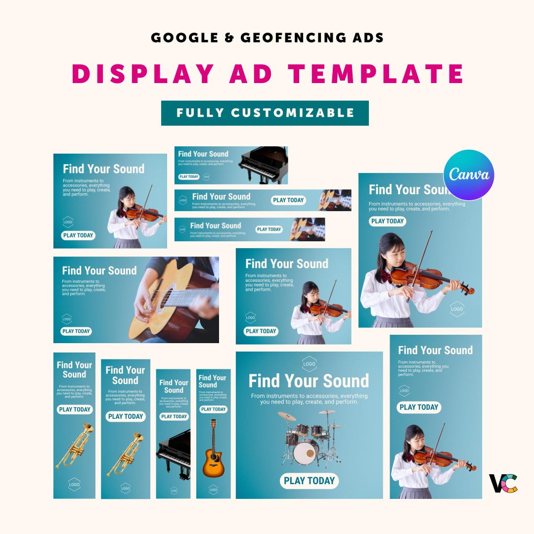Editable Canva Display Ad Templates | Google Ads + Geofencing Ads - Etsy