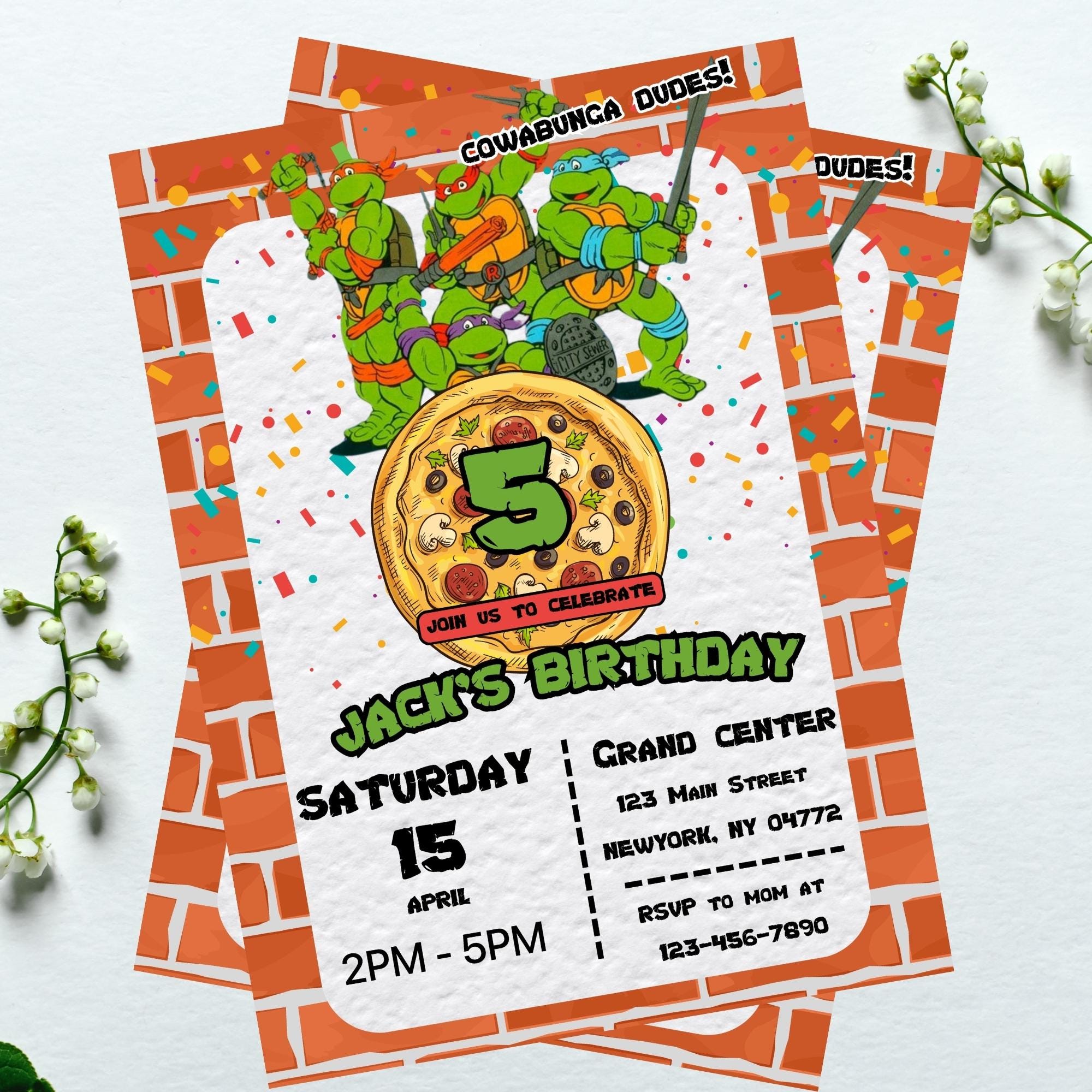 Editable Ninja Turtle Birthday Invitation, Printable Ninja Invite ...