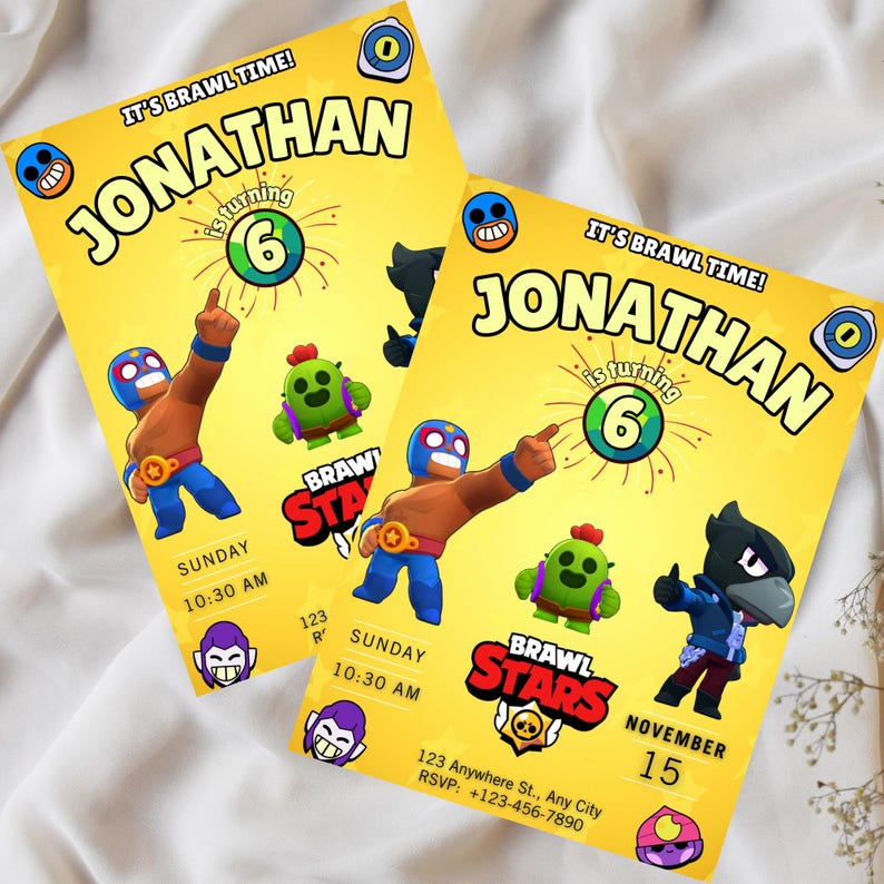 Editable Brawl Stars Birthday Invitation, Brawl Stars Birthday Invite ...