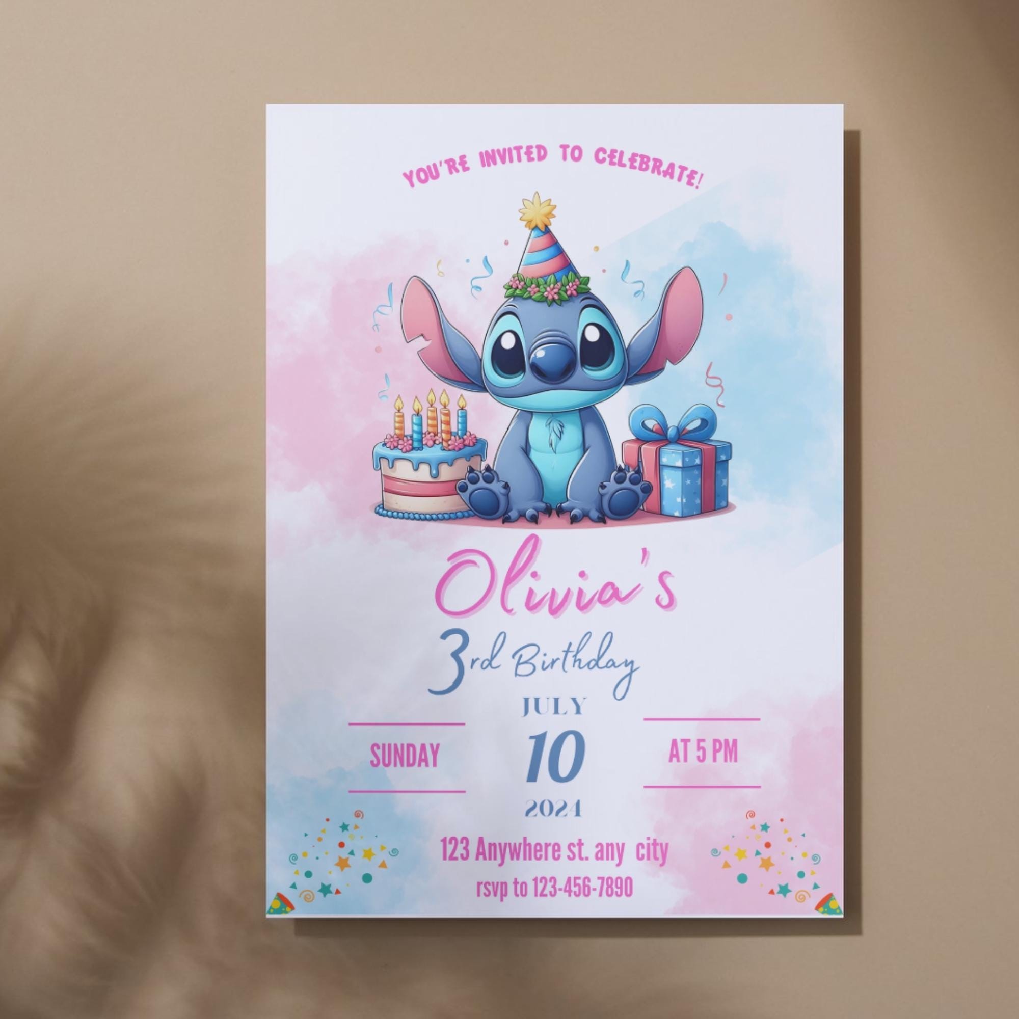 Editable Stitch Birthday Invitation Template, Editable & Printable ...