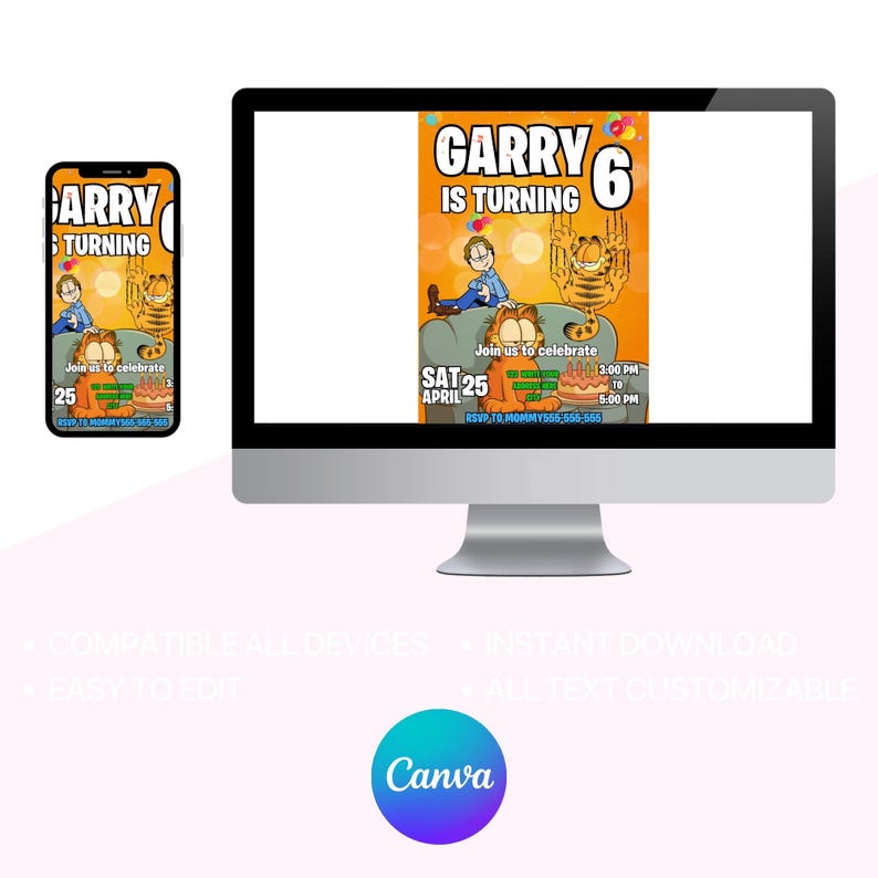 Garfield Birthday Invitation, the Garfield Movie Invitation, the ...